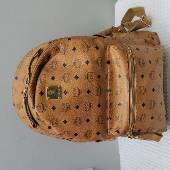 MCM | Bags | Mcm Logo Cognacbrownbackpack | Poshmark